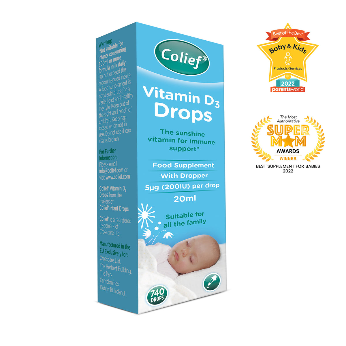 Colief Vitamin D3 Drops 200IU 20ml – Pearlie White