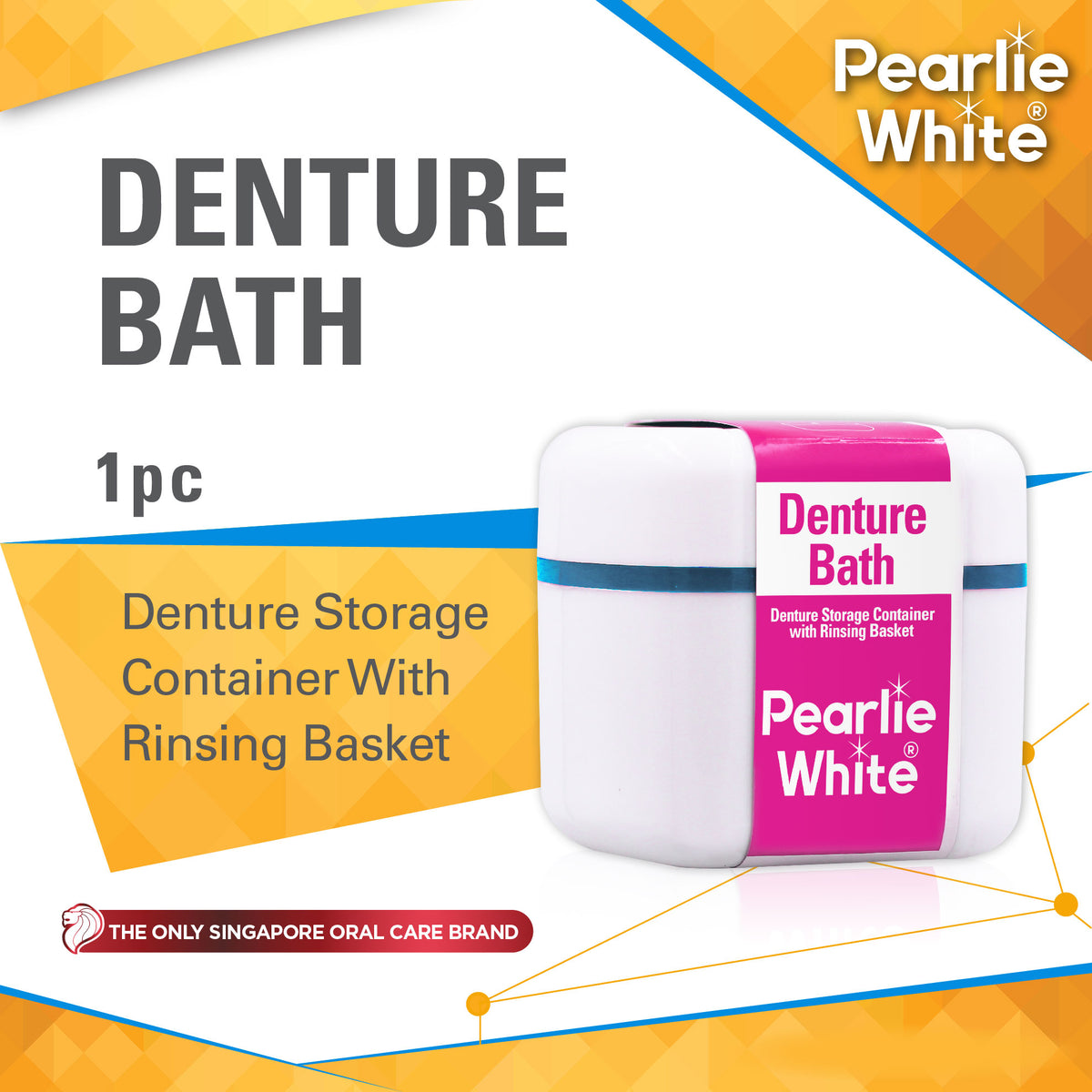 Denture Bath - Denture Container with Rinsing Basket | Pearlie White