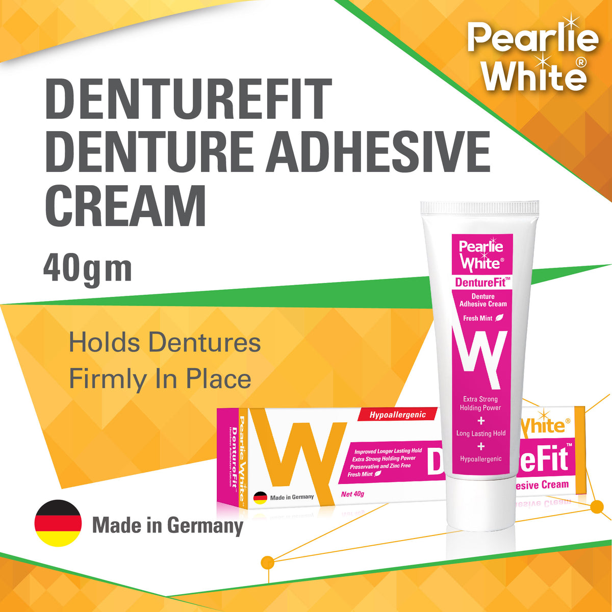 DentureFit - Denture Adhesive Cream 40gm | Pearlie White