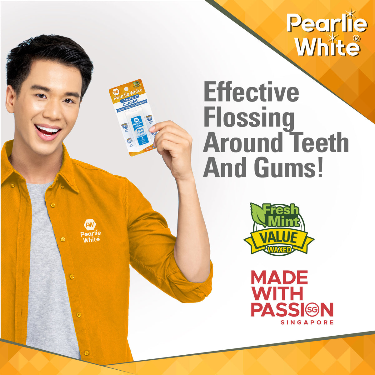 FlossCare Classic Waxed Mint Floss 200m | Pearlie White