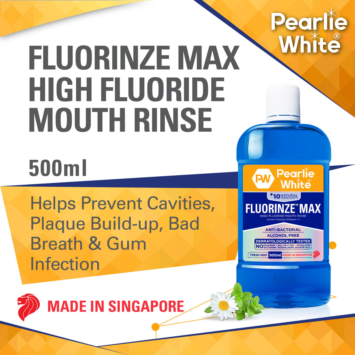 Fluorinze Max High Fluoride Mouth Rinse 500ml | Pearlie White