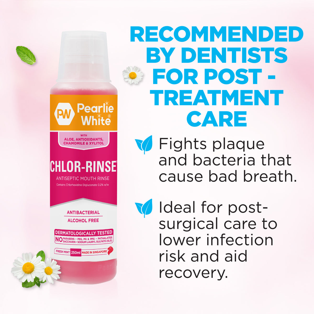 Chlor-Rinse Antiseptic Mouth Rinse 250ml - Triple Pack | Pearlie White