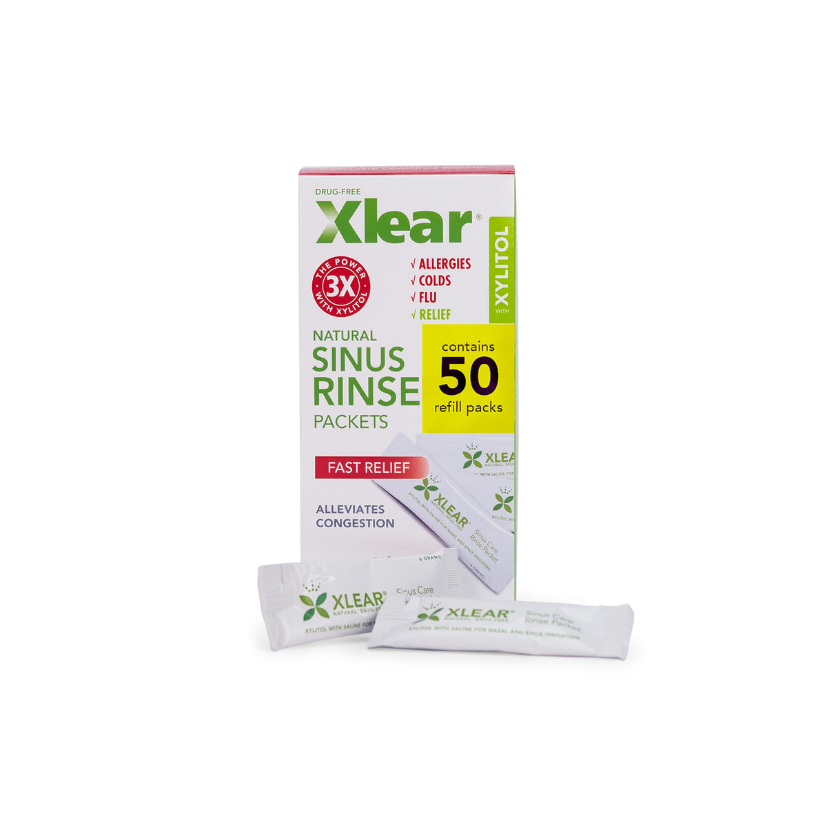 Xlear Natural Sinus Rinse Packets with Xylitol Refill Solution (6g x 5 ...